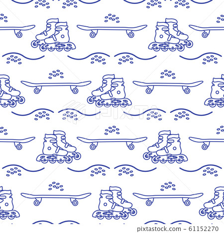 Vector seamless pattern Rollers, skateboard Sport - Stock Illustration ...