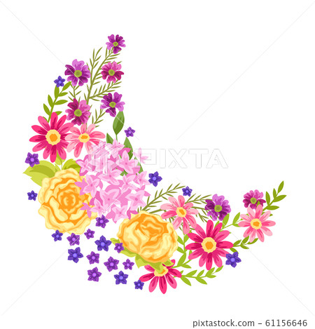 Decorative element with pretty flowers. - Stock Illustration [61156646 ...