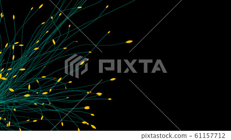 Cyan Vines With Yellow Leaves Isolated On Black - Stock Illustration ...
