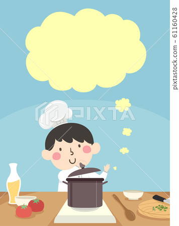 Kid Boy Chef Cook Speech Cloud Illustration - Stock Illustration ...