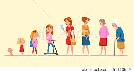 Woman life cycle, stages flat vector illustration - Stock Illustration ...