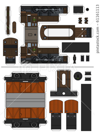The paper model of a classic freight steam train - Stock Illustration ...