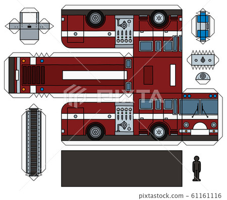 The paper model of an old fire truck - Stock Illustration [61161116 ...