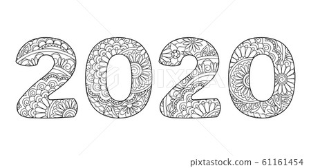small number 2020 patterned with tangled - Stock Illustration [61161454 ...