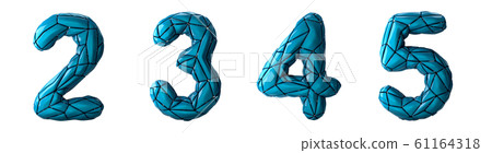 Number set 2, 3, 4, 5 made of blue color plastic. - Stock Illustration ...