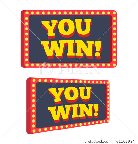 You win text announce on retro or vintage light... - Stock Illustration ...