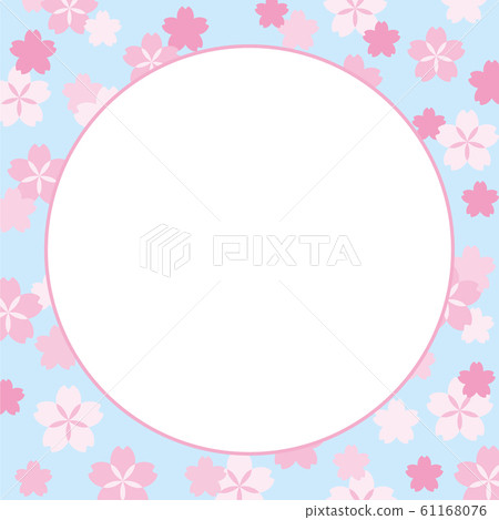 Cherry blossom frame _ background light blue - Stock Illustration ...