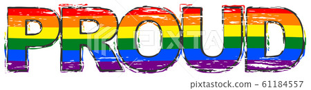 Word PROUD with rainbow flag (symbol of LBGT) - Stock Illustration ...