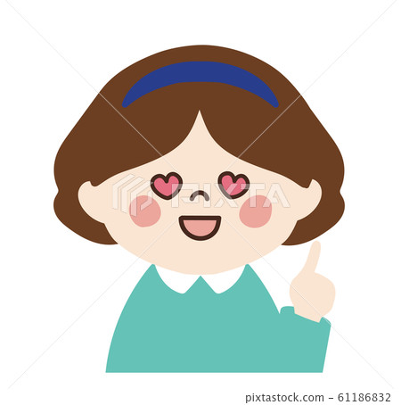 Little girl ③ (Eyes heart, pointing pose, right) - Stock Illustration ...