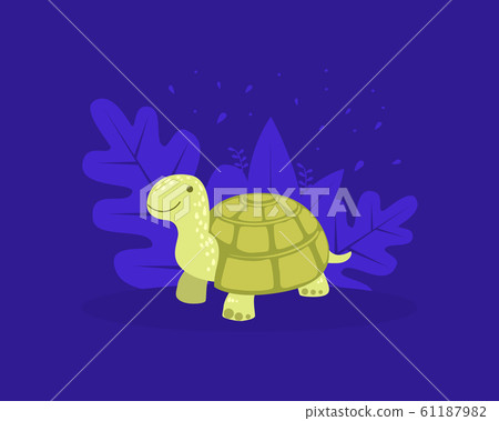 Cute Turtle, Cheerful Tortoise Reptile Animal... - Stock Illustration ...