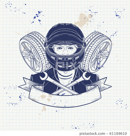 Hand drawn sketch racer man - Stock Illustration [61189610] - PIXTA
