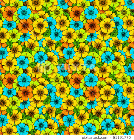 Crazy colors floral seamless pattern - Stock Illustration [61191770 ...