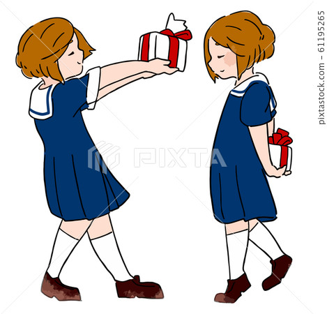 Valentine "Girl giving a present" Vivid - Stock Illustration [61195265 ...