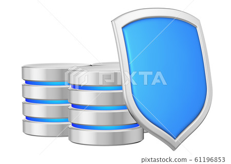 Databases group behind metal blue shield on right - Stock Illustration ...