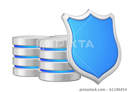 Data bases group behind metal blue shield on right - Stock Illustration ...