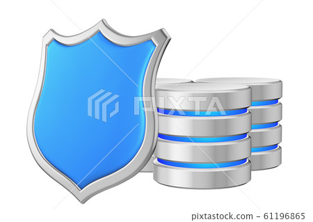 Data bases group behind metal blue shield on left - Stock Illustration ...