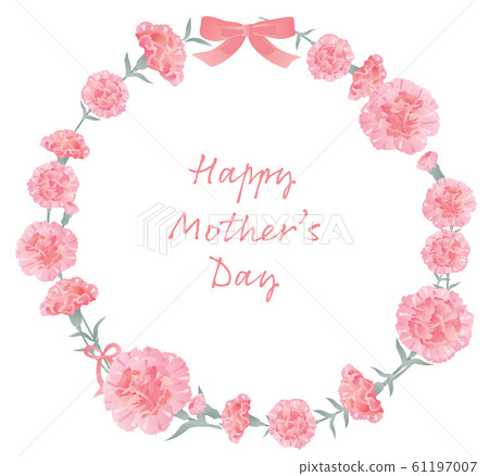Round frame illustration of pink carnations for... - Stock Illustration ...