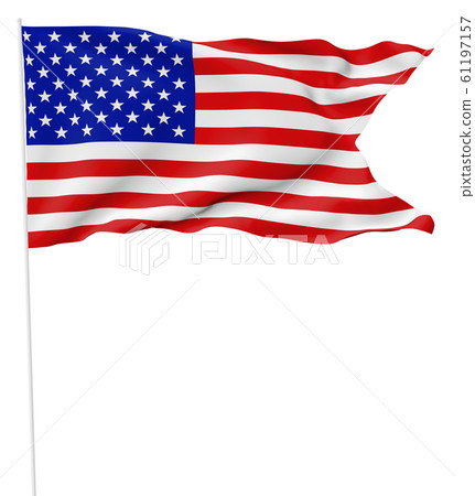 USA flag with flagpole with angle. - Stock Illustration [61197157] - PIXTA