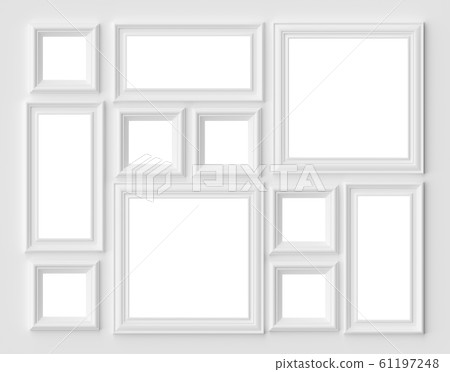 White picture or photo frames on the white wall - Stock Illustration ...