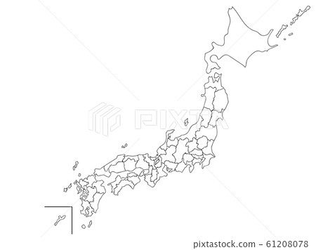 Japan map blank map coloring book - Stock Illustration [61208078] - PIXTA