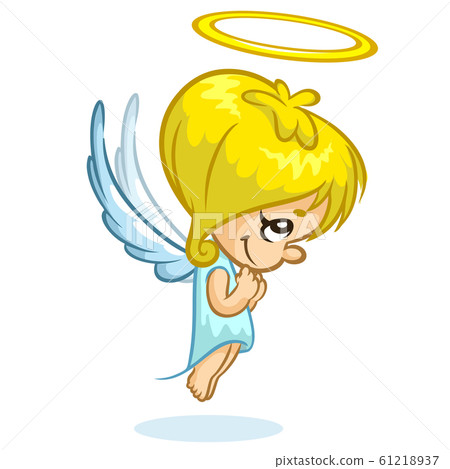 Cartoon Christmas flying angel illustration.... - Stock Illustration ...