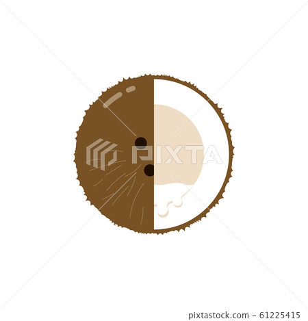 coconut fruit sphere with half slice logo, flat... - Stock Illustration ...