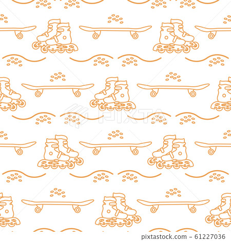 Vector seamless pattern Rollers, skateboard Sport - Stock Illustration ...