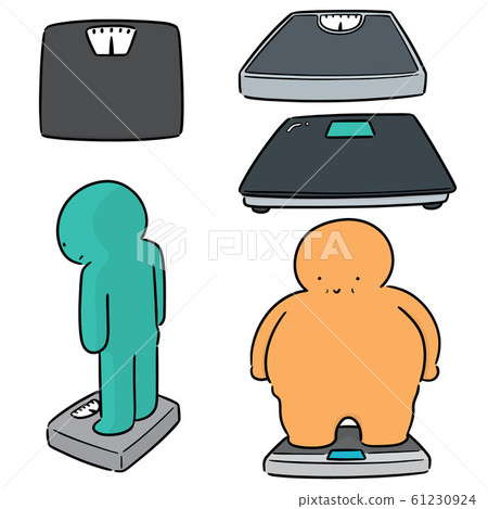 vector set of people on weighing machine - Stock Illustration [61230924 ...