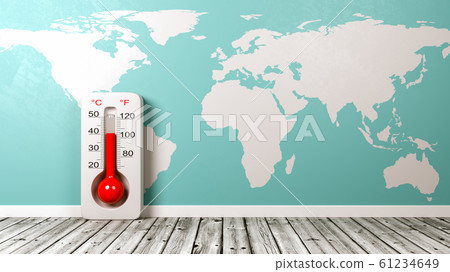 Thermometer with World Map-插圖素材 [61234649] - PIXTA圖庫