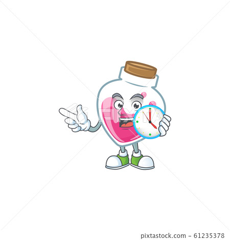 cartoon character style pink potion having clock - Stock Illustration ...