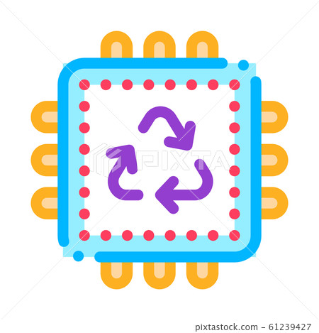 Recycle Processor Icon Vector Outline Illustration - Stock Illustration ...