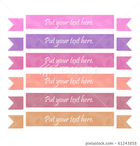 Ribbon Watercolor Texture Colorful Set Heading... - Stock Illustration ...