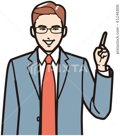 Business man explaining with his finger up - Stock Illustration ...
