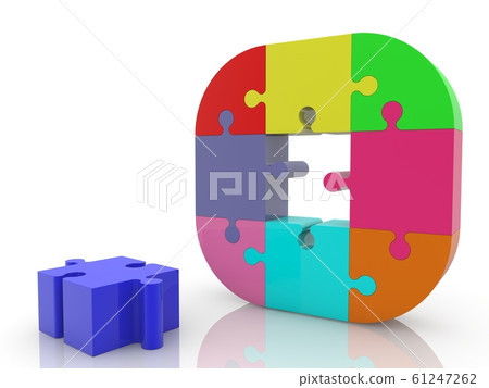 Colorful connected puzzle pieces - Stock Illustration [61247262] - PIXTA