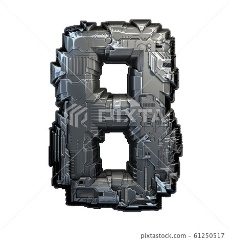 Number 8 made of metal isolated on white... - Stock Illustration ...
