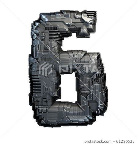 Number 6 made of metal isolated on white... - Stock Illustration ...