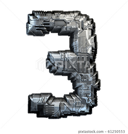 Number 3 made of metal isolated on white... - Stock Illustration ...