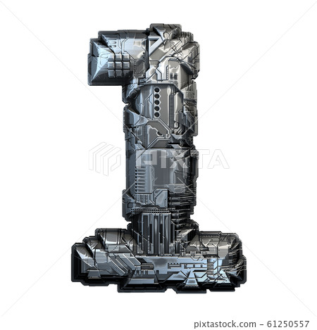 Number 1 made of metal isolated on white... - Stock Illustration ...