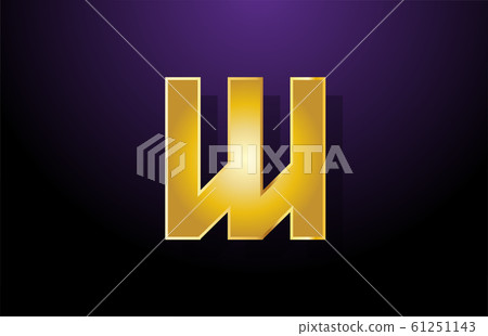 gold golden yellow letter W alphabet logo icon - Stock Illustration ...