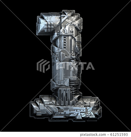 Number 1 made of metal isolated on black... - Stock Illustration ...