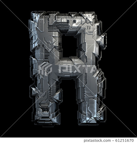 Capital letter R made of metal isolated on... - Stock Illustration ...