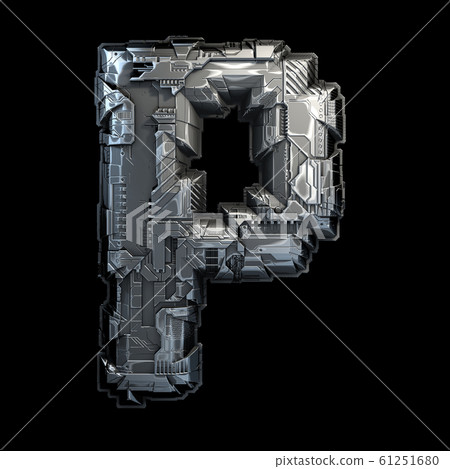 Capital letter P made of metal isolated on... - Stock Illustration ...