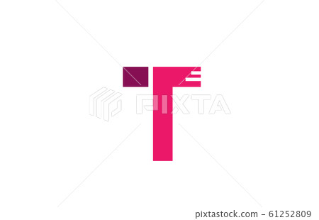 pink white alphabet letter T logo design icon for - Stock Illustration ...