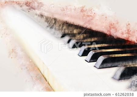 Abstract colorful piano keyboard on watercolor... - Stock Illustration ...