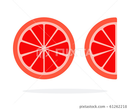 A round grapefruit slice and a grapefruit wedge... - Stock Illustration ...