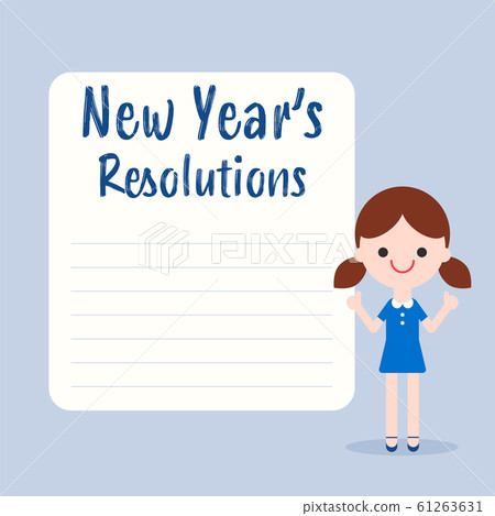 New year's resolutions list. Cheerful little girl - Stock Illustration ...