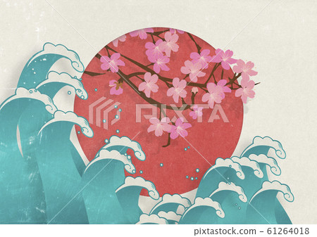 Hinomaru-Sakura-Wave-Sunrise-Japanese... - Stock Illustration [61264018 ...