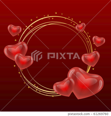 Love frame with hearts gold circle vector - Stock Illustration ...