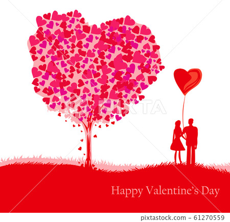 romantic couple under a love tree - Stock Illustration [61270559] - PIXTA