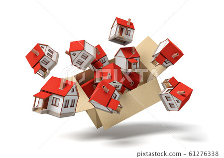 3d rendering of cardboard box flying in air... - Stock Illustration ...